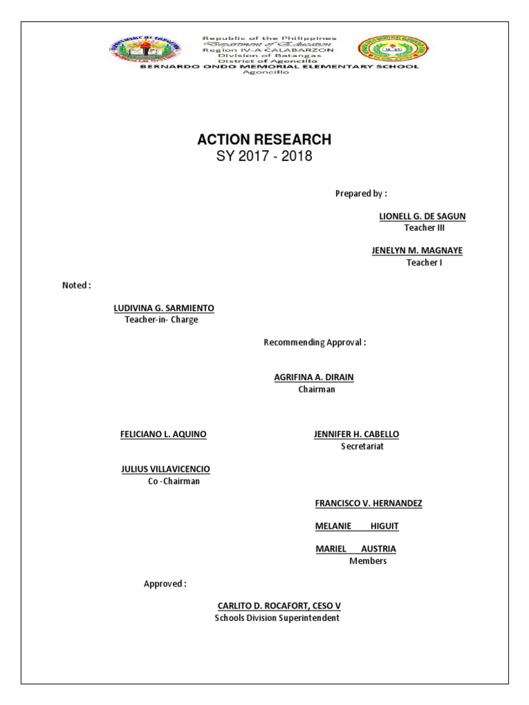 Action Research Cover Page 2017-2018 | PDF