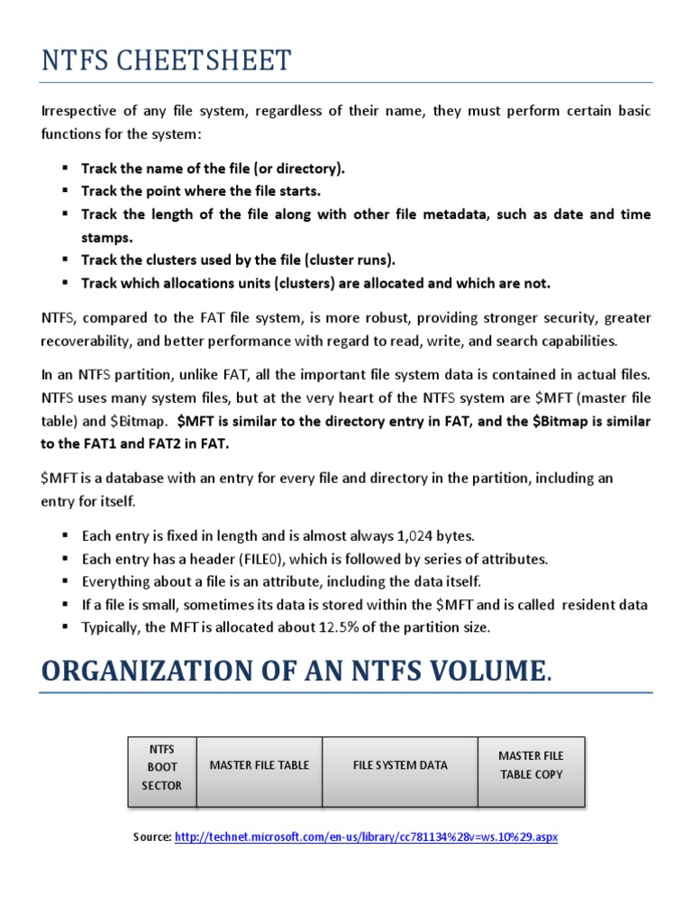 NTFS CHEETSHEET - Swastik | PDF | File System | Computer File NTFS CHEETSHEET - Swastik | PDF | File System | Computer File