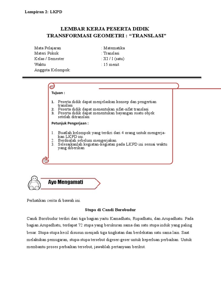 Lampiran 2. LKPD Materi Translasi | PDF