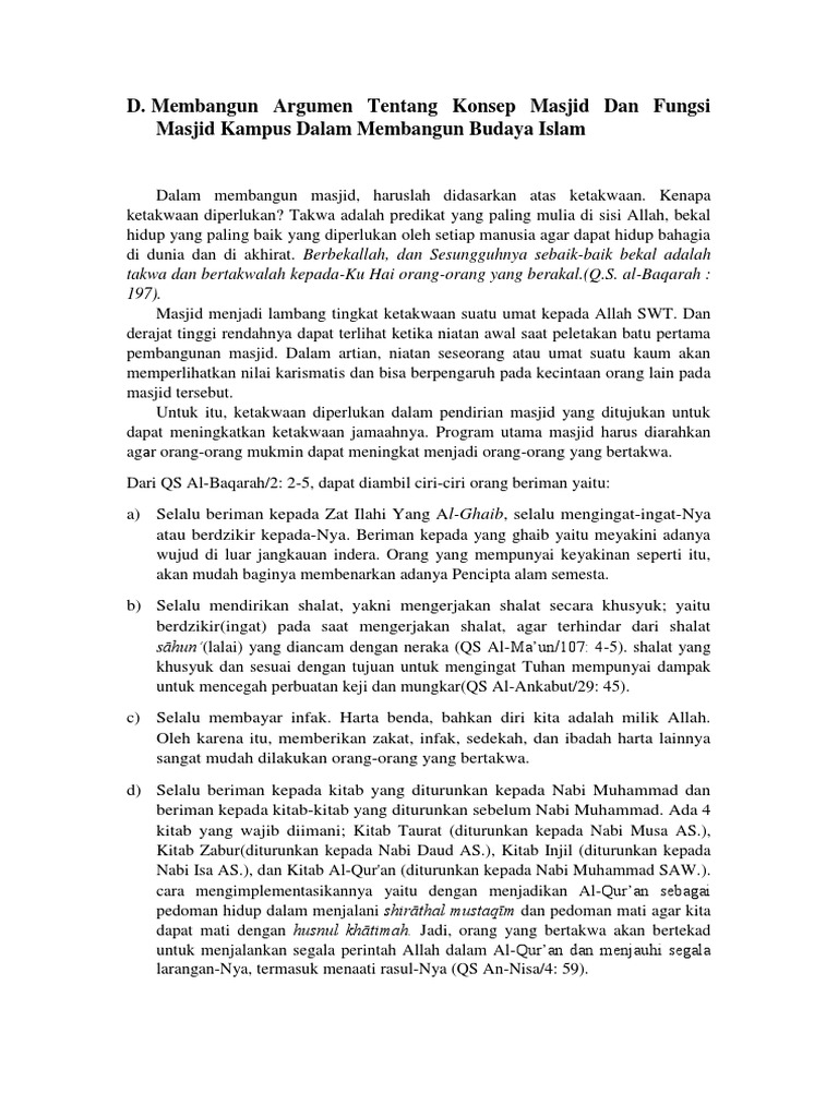 Membangun Argumen Tentang Konsep Masjid Dan Fungsi | PDF Membangun Argumen Tentang Konsep Masjid Dan Fungsi | PDF