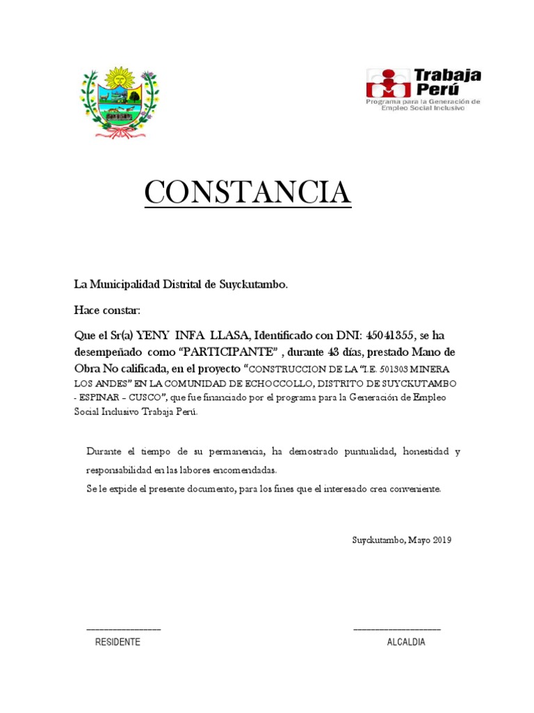 Constancia | PDF