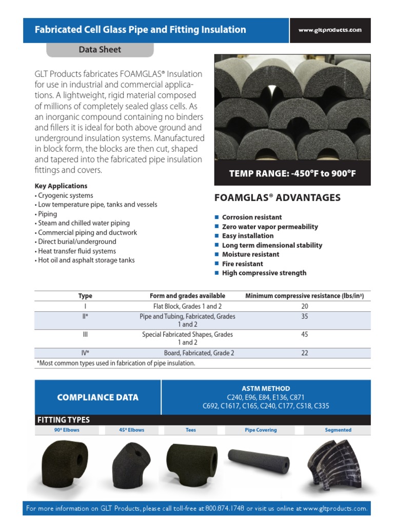 Foamglas Technical Info PDF | PDF | Thermal Insulation | Pipe (Fluid ...