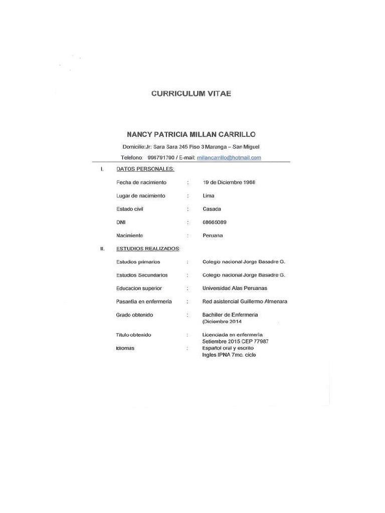 CV Nancy Millan Carrillo 09072019 | PDF