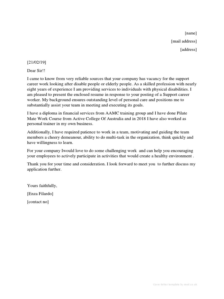 (Name: Cover Letter Template by Reed - Co.uk | PDF