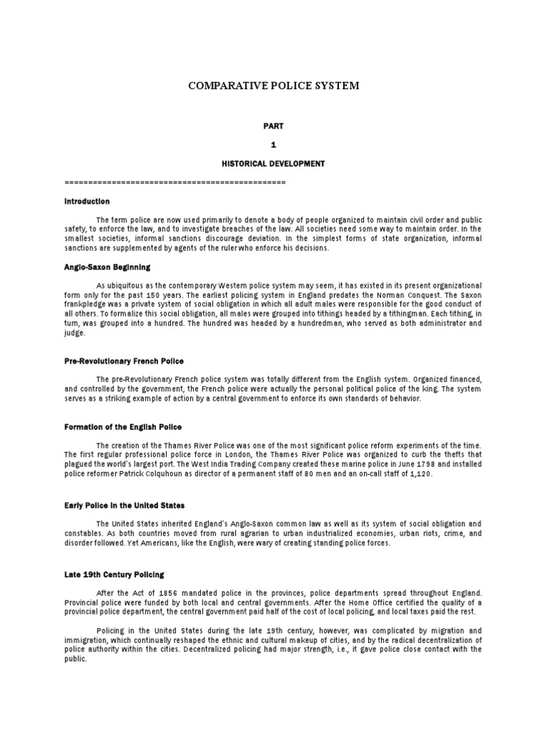 Comparative Police System | PDF | Police | Inspector