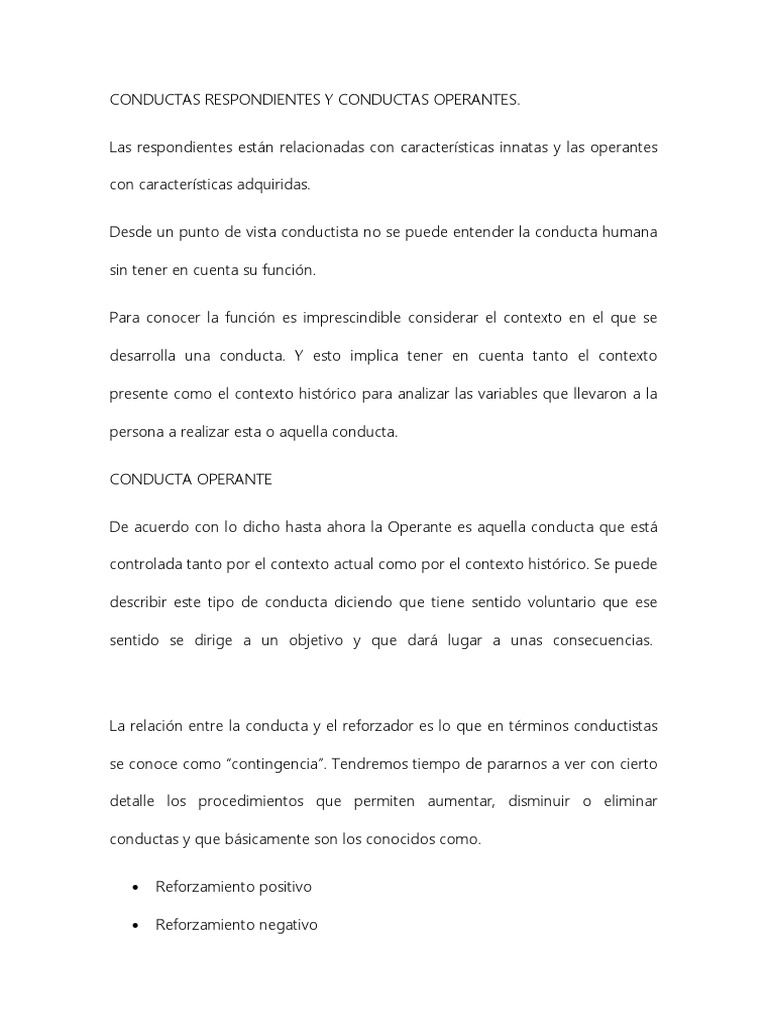 Respondientes Condicionadas | PDF | Comportamiento | Neurociencia