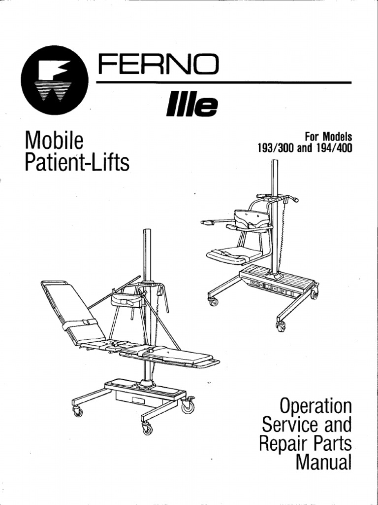 Ferno Ille 193-300, 194-400 Patient Lift - User and Service Manual | PDF