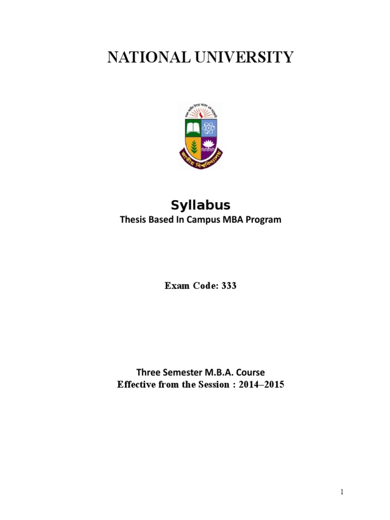 National University: Syllabus | PDF | Brand | Master Of Business ...