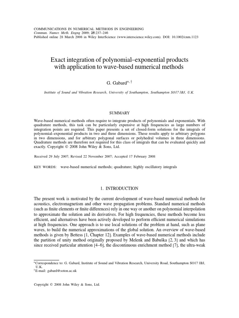 Exact Integration of Polynomial-Exponential Products With Application To Wave-Based Numerical ...
