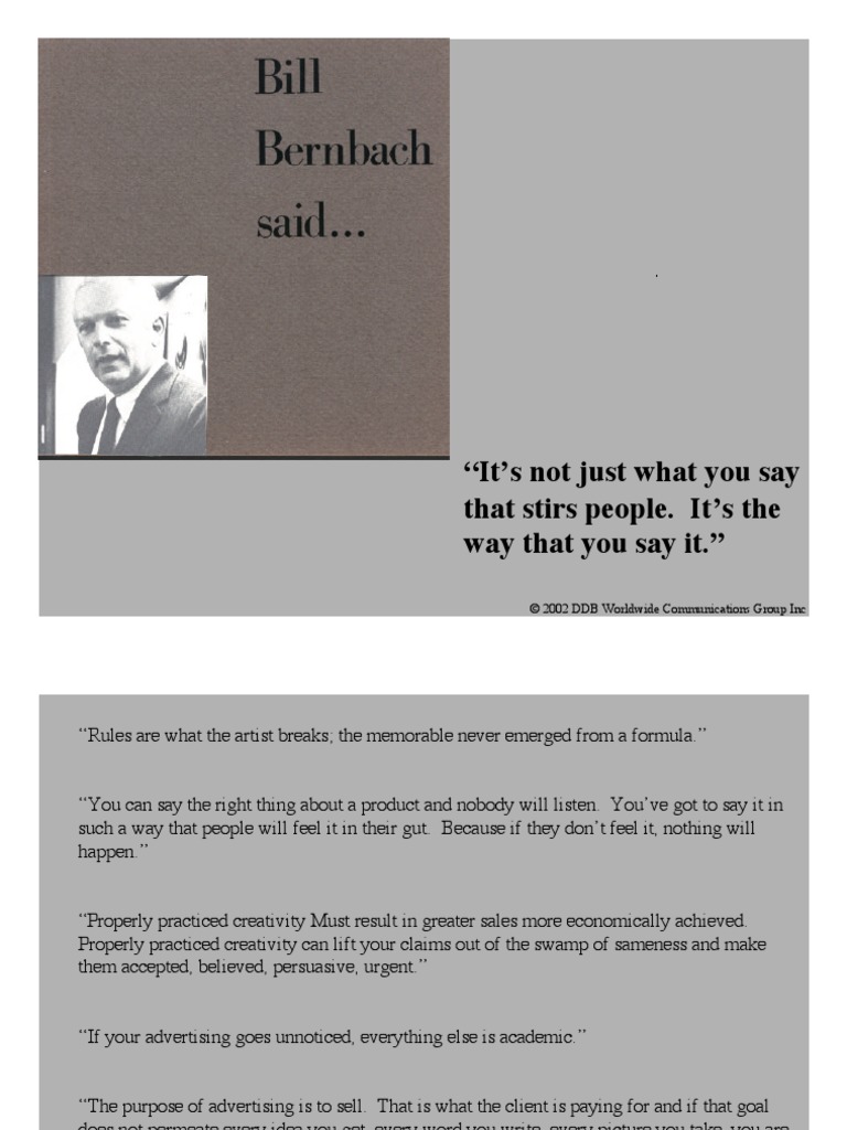 Bill Bernbach Said | PDF | Persuasion | Advertising