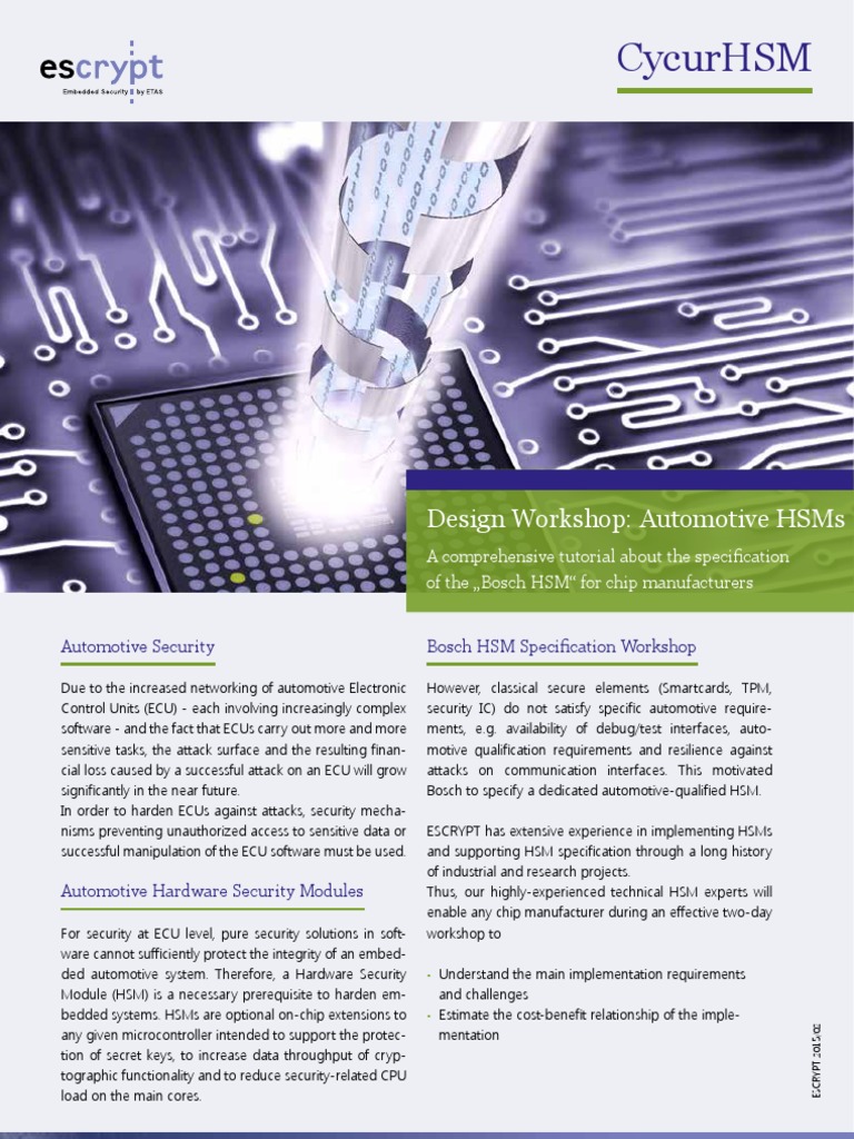 Cycurhsm: Design Workshop: Automotive Hsms | PDF | Computer Hardware | Secure Communication