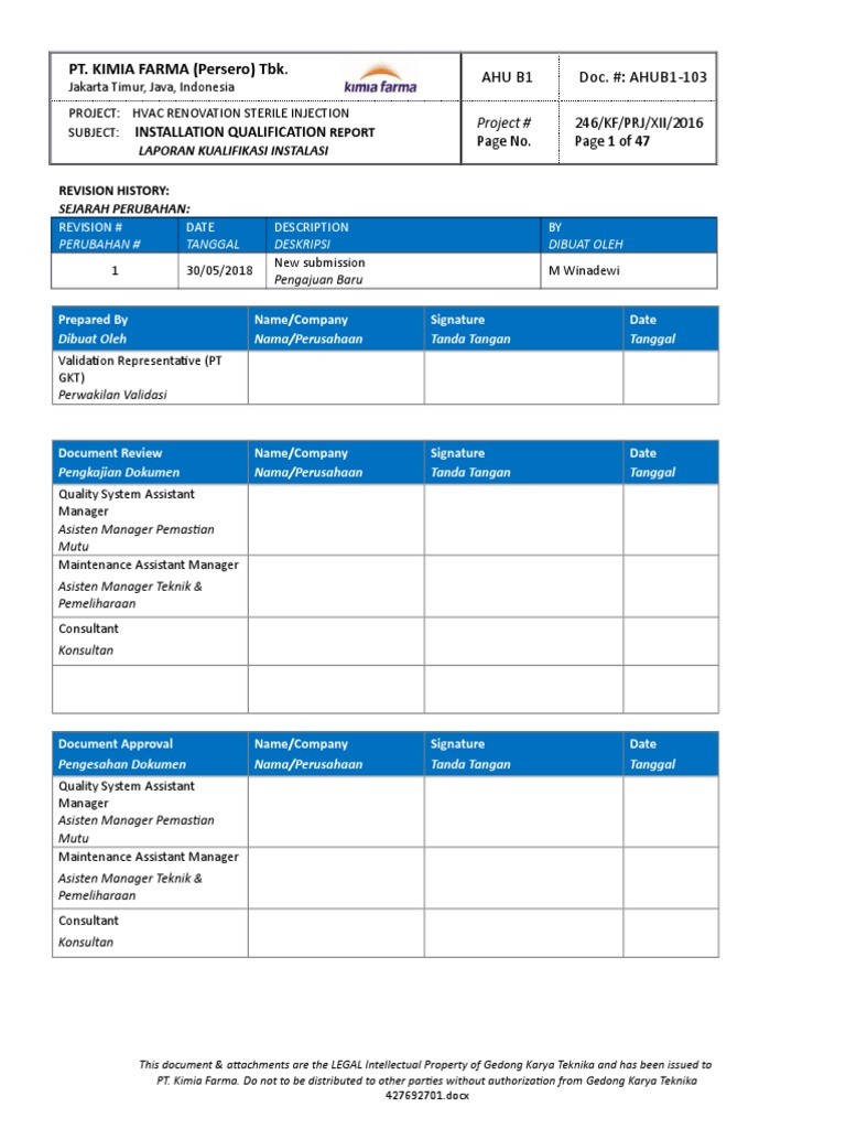 HVAC Installation Qualification Report | PDF | Verification And ...