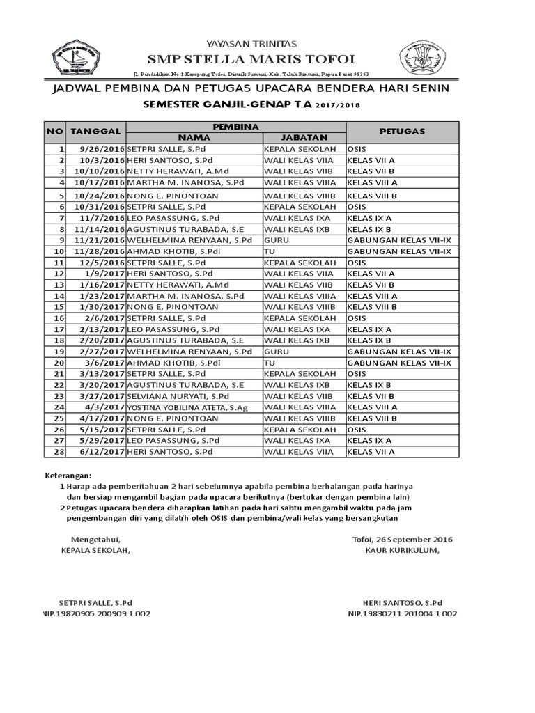 Jadwal Upacara | PDF