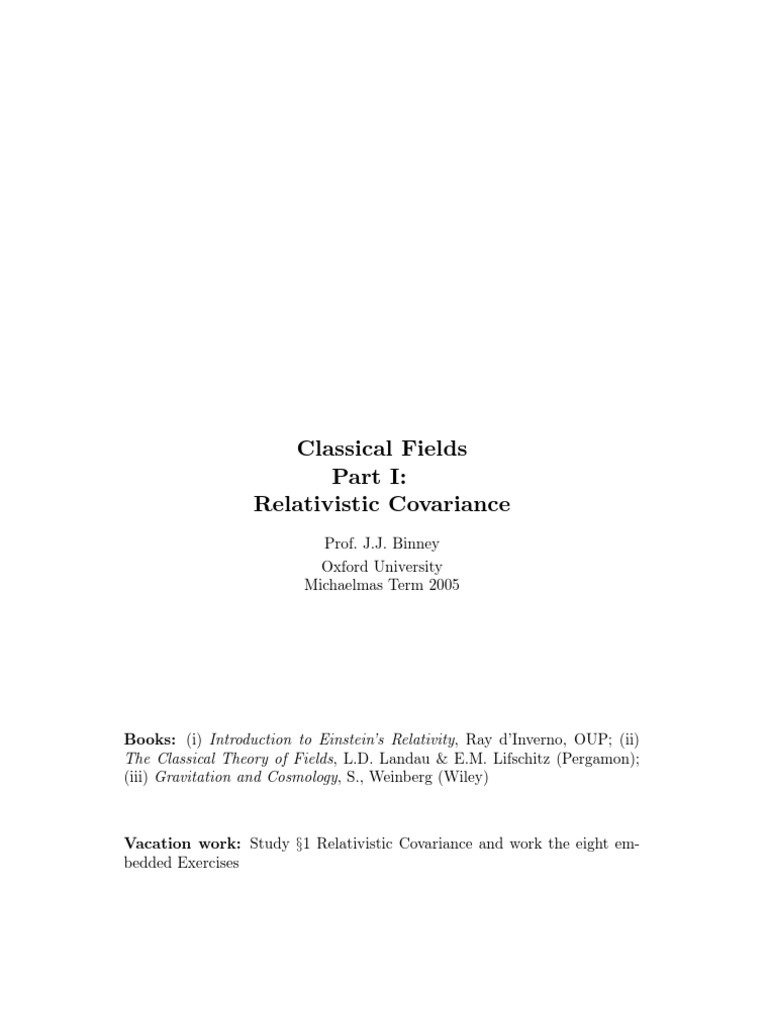 Classical Fields | PDF | Special Relativity | Euclidean Vector