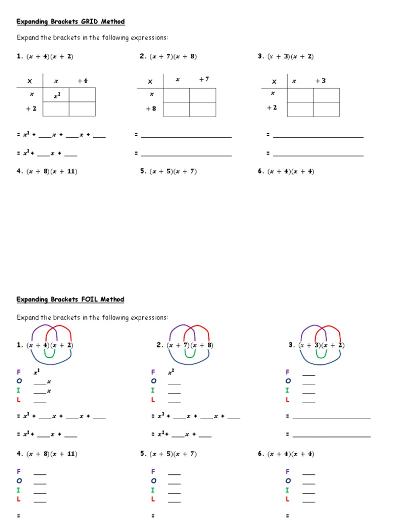 Expand Brackets: GRID & FOIL Methods | PDF
