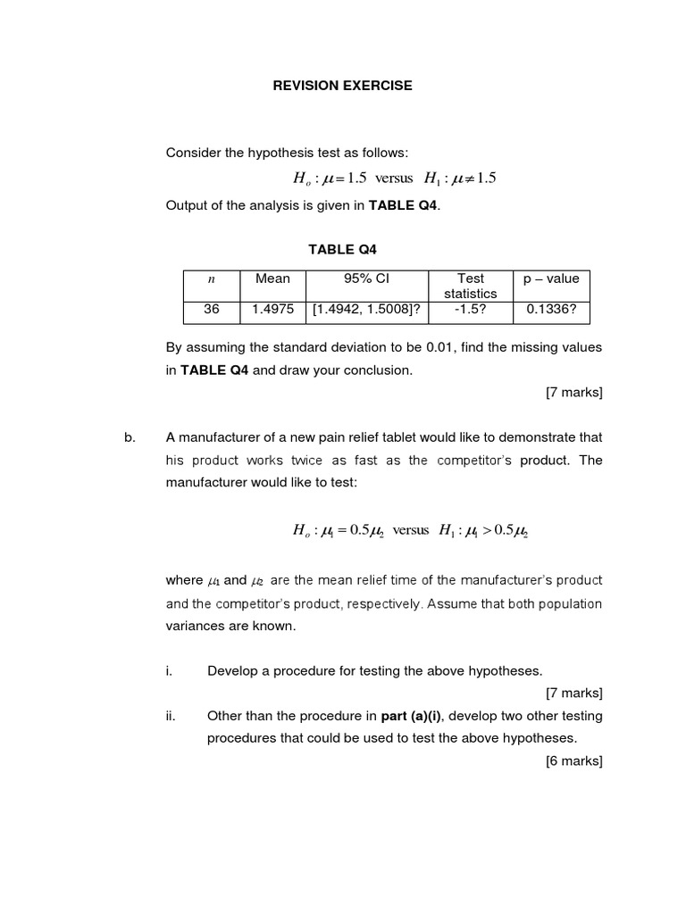 Hypothesis Testing & Confidence Intervals | PDF | P Value | Statistical ...