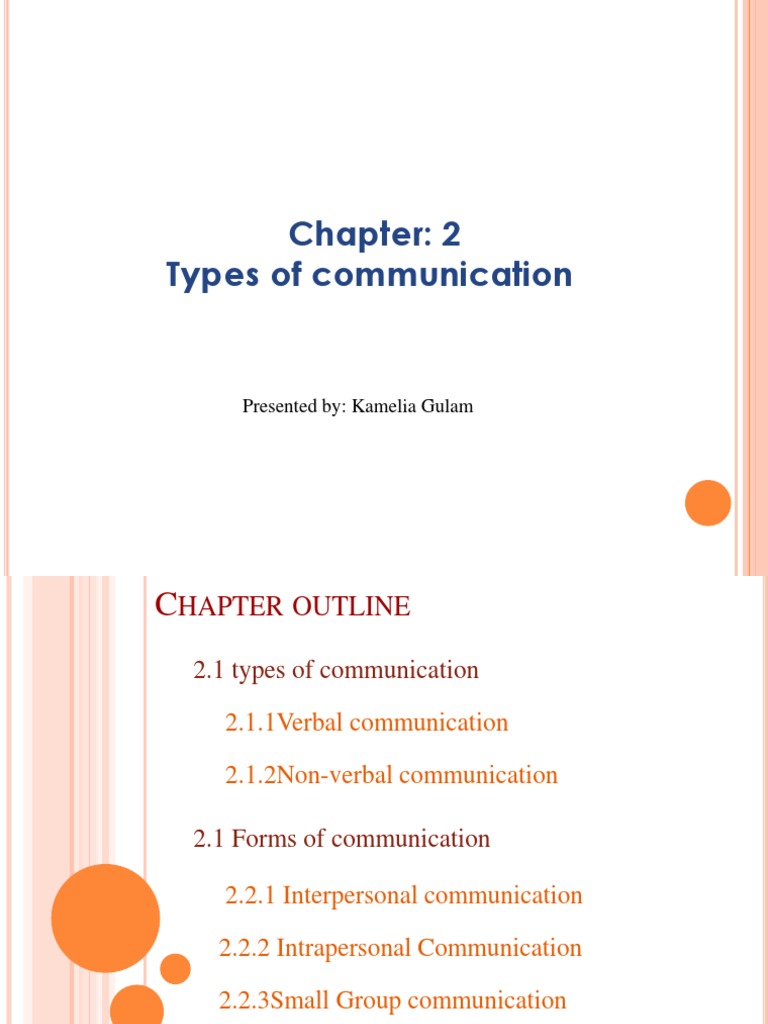Chapter 2 Types of Communication | PDF | Nonverbal Communication | Body ...