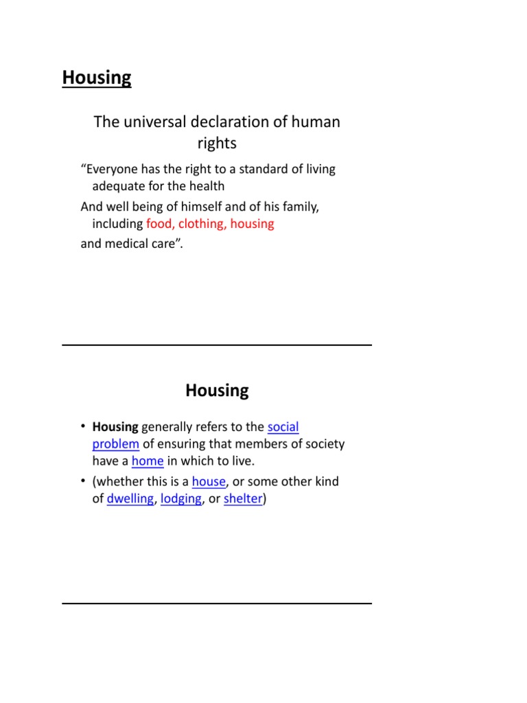 Housing: The Universal Declaration of Human Rights | PDF | Affordable ...