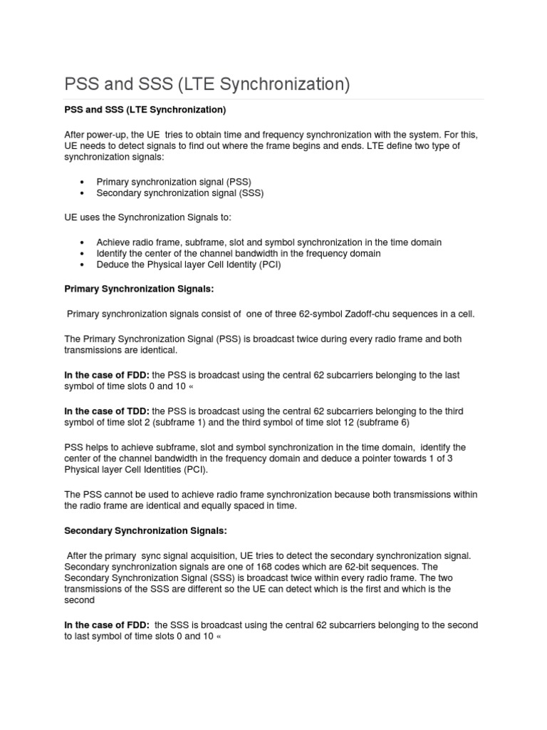 PSS and SSS | PDF | Duplex (Telecommunications) | Radio