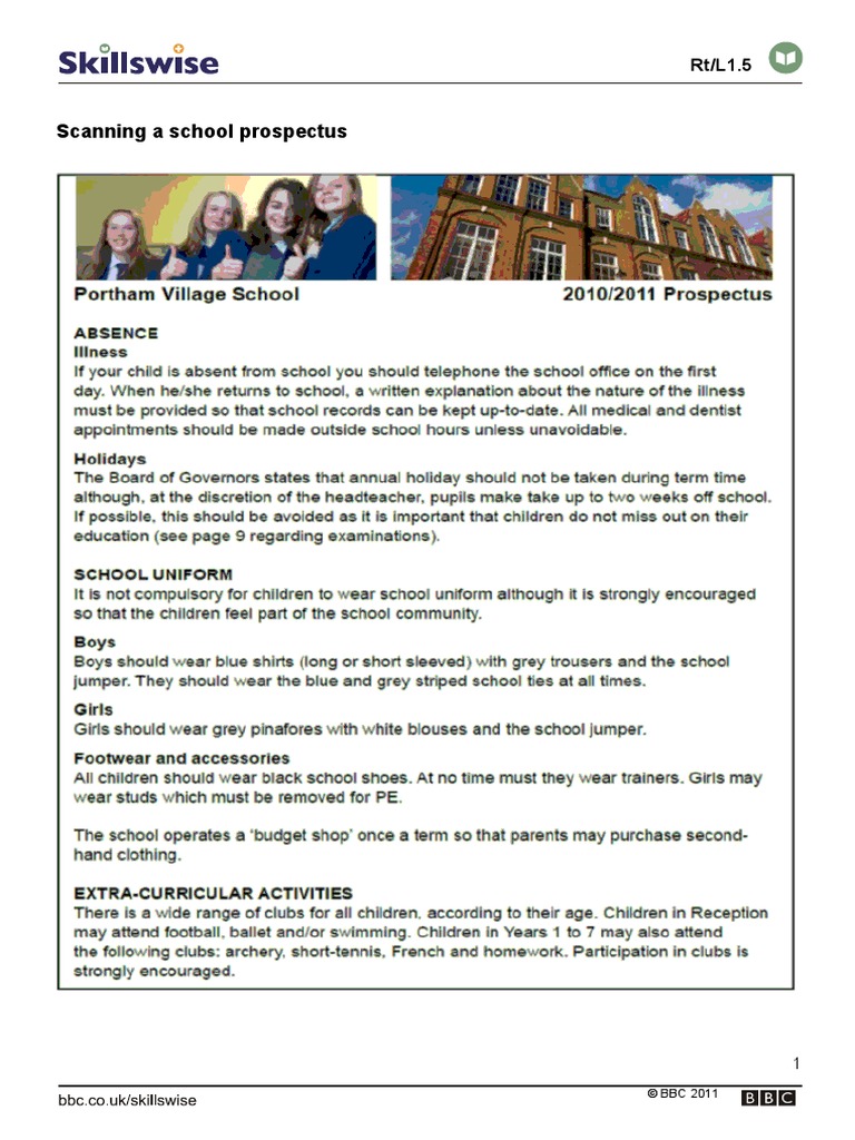Scanning A School Prospectus PDF | PDF | Wellness