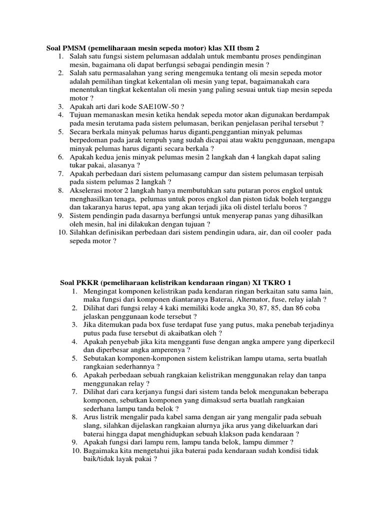 Soal PMSM PKKR | PDF