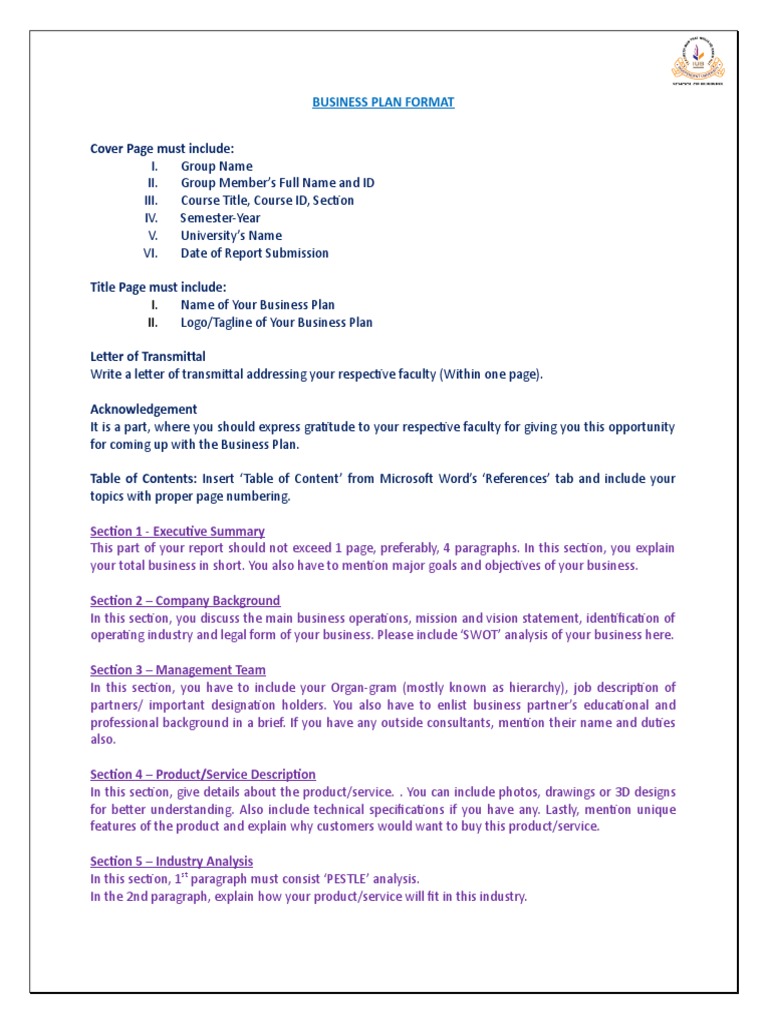 Business Plan Format | PDF | Business Plan | Market Analysis