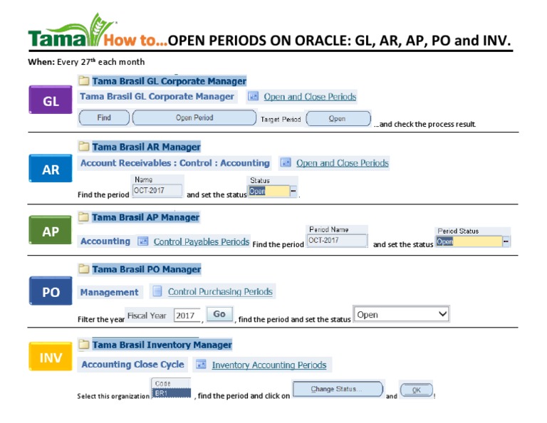 Step-by-Step To Open Oracle Periods | PDF