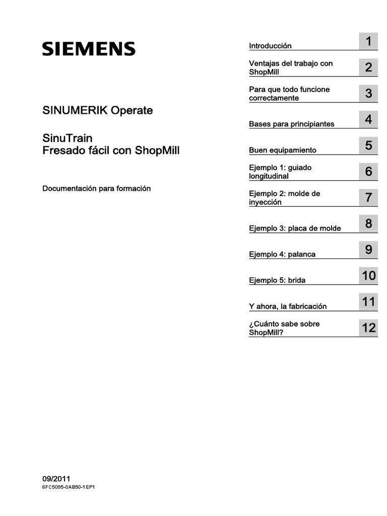 Sinu Train Fresa PDF | Descargar gratis PDF | Control numerico | Mecanizado