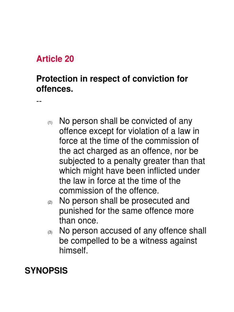 Article 20 | PDF | Ex Post Facto Law | Double Jeopardy