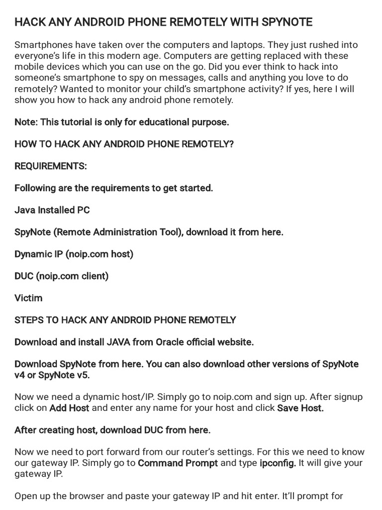 Hack Android Phone Remotely | PDF | Smartphone | Screenshot
