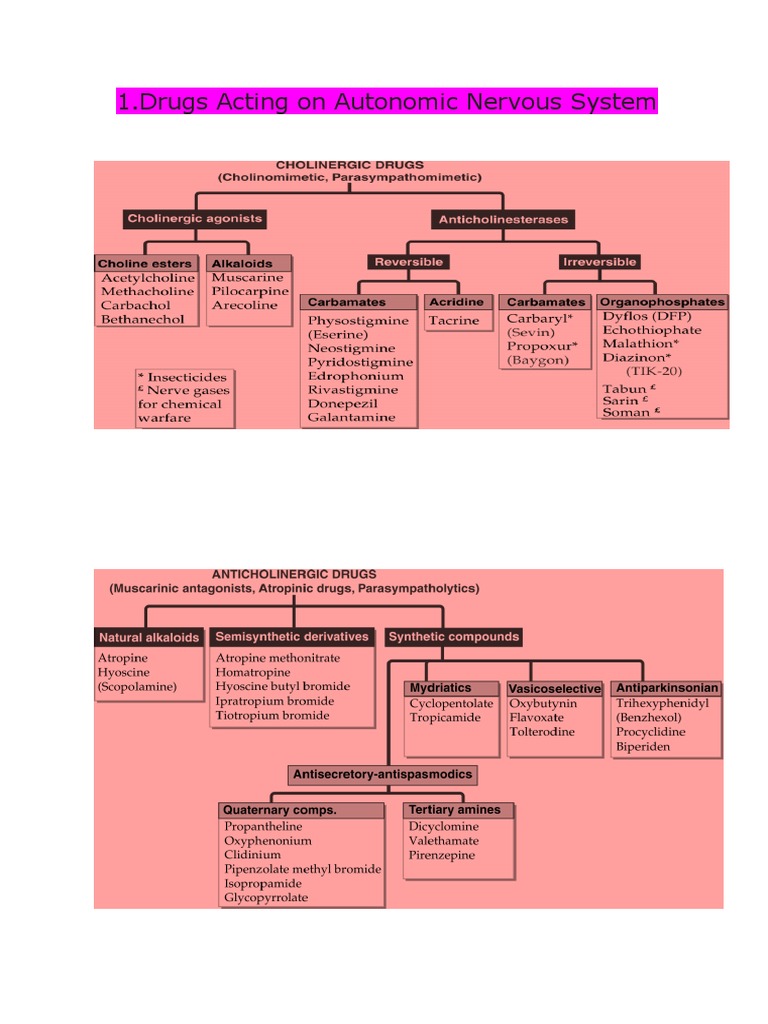 1.drugs Acting On Autonomic Nervous System | PDF | Chemical Substances ...