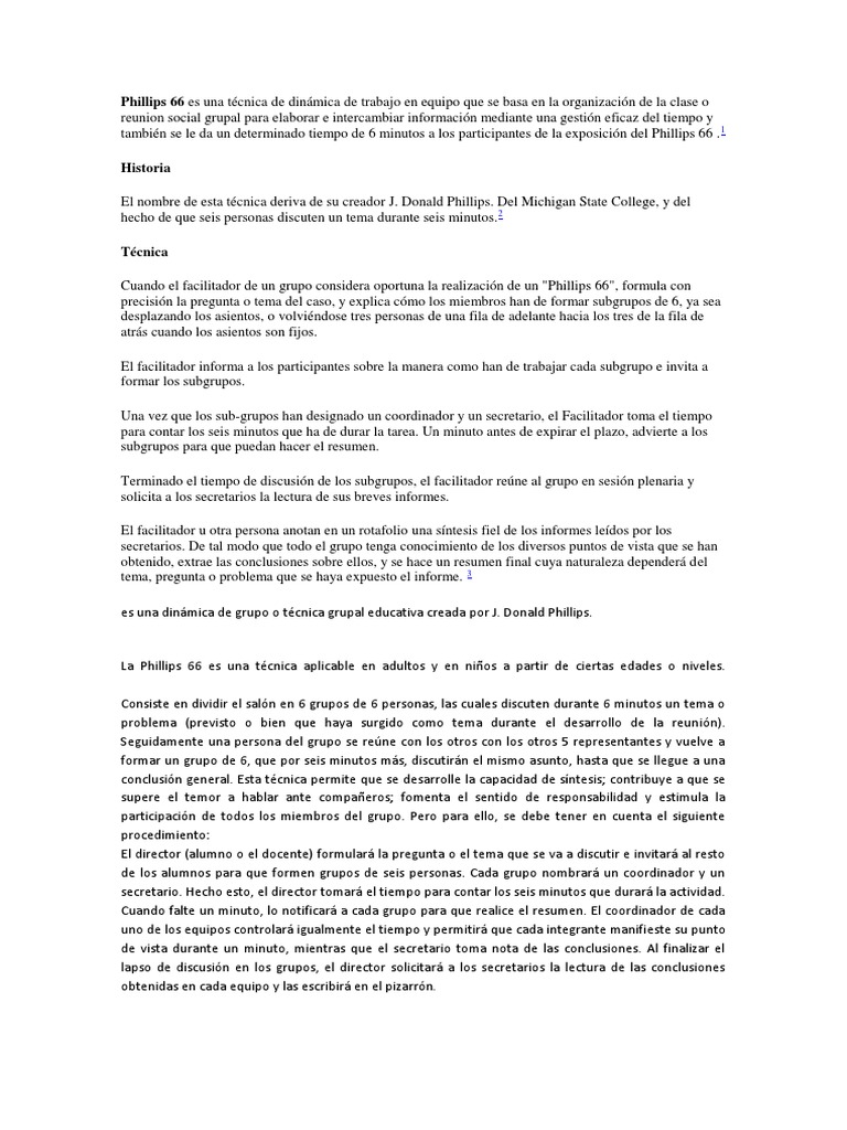 Phillips 66 | PDF | Cognición | Conceptos psicologicos