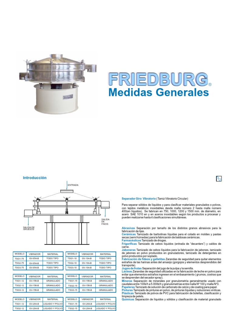 Catalogo Zaranda Circular Friedburg | Materiales | Naturaleza