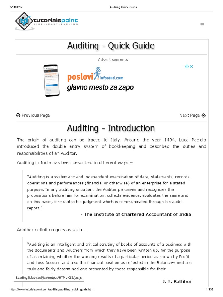Auditing Quick Guide | PDF | Partnership | Audit