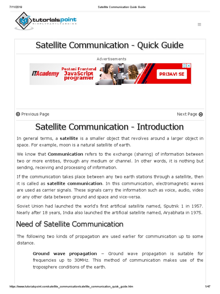 Satellite Communication Quick Guide | PDF | Satellite | Communications ...