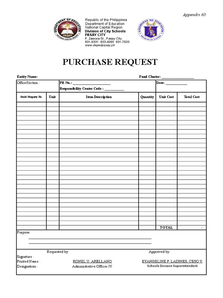 Purchase Request Form Template | PDF | Building Technology | Materials