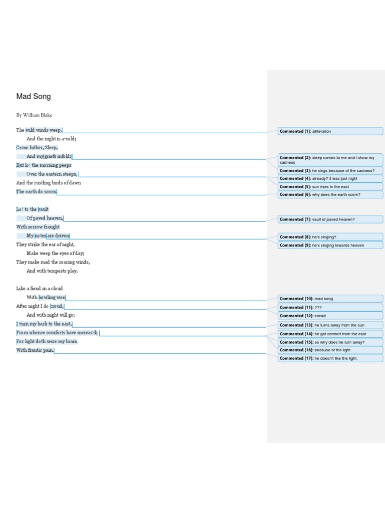 Mad Song Tpcastt | PDF | Poetry | Emotions