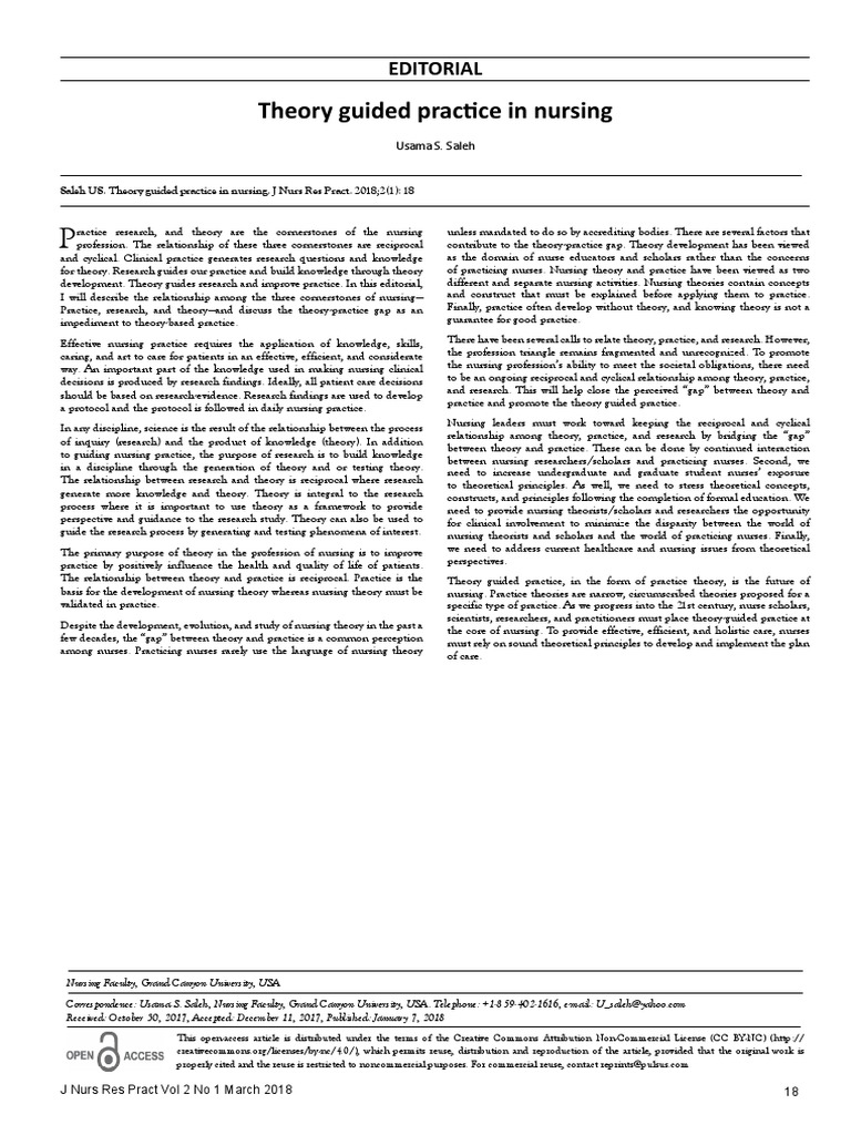 Theory-Guided Nursing Practice Explained | PDF | Nursing | Theory