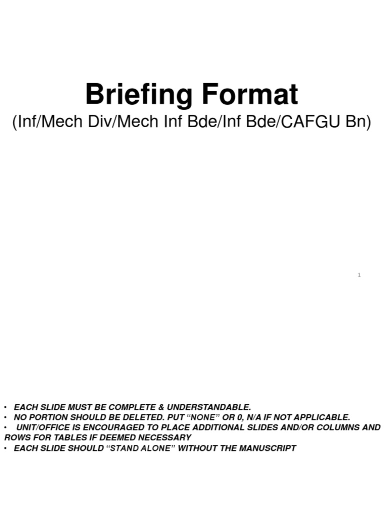 2019 Briefing Format For Hqs Div, Mech Inf Bde, Inf Bde, BLTN & CADRE ...