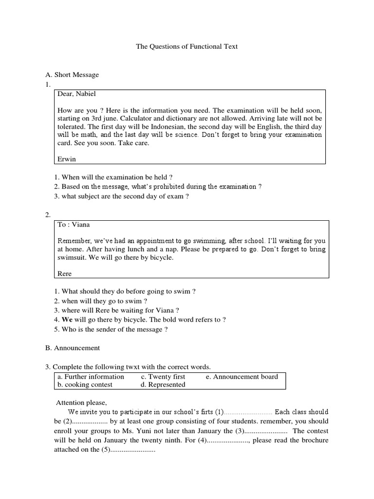 The Questions of Functional Text | PDF