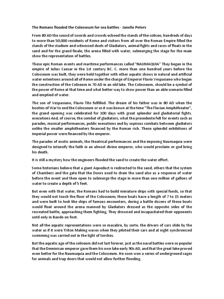 The Romans Flooded The Colosseum For Sea Battles | PDF | Gladiator ...