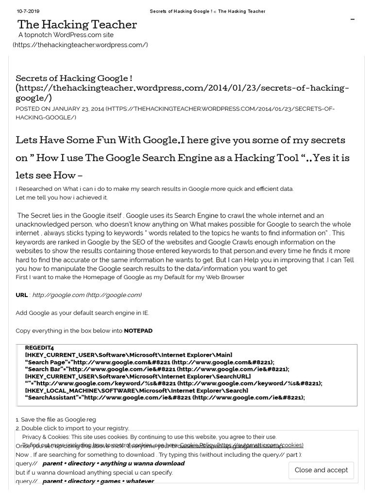 The Hacking Teacher | Download Free PDF | Web Search Engine | Search ...