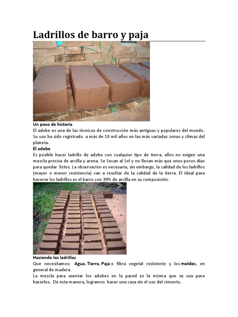 Cómo hacer ladrillos de barro y adobe | PDF | Ladrillo | Materiales