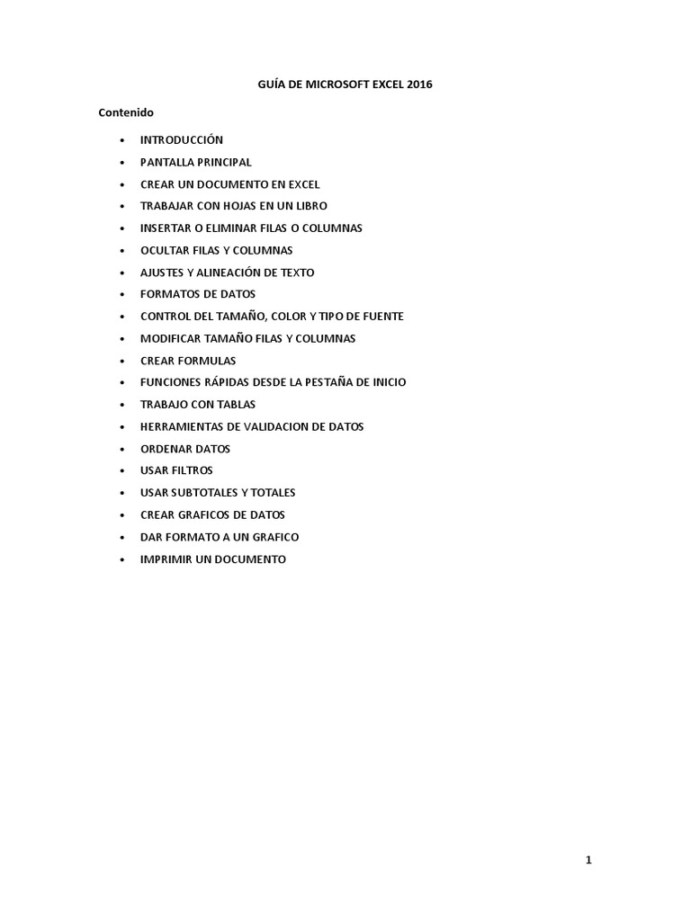 Guía de Microsoft Excel 2016 | PDF | Hoja de cálculo | Microsoft Excel