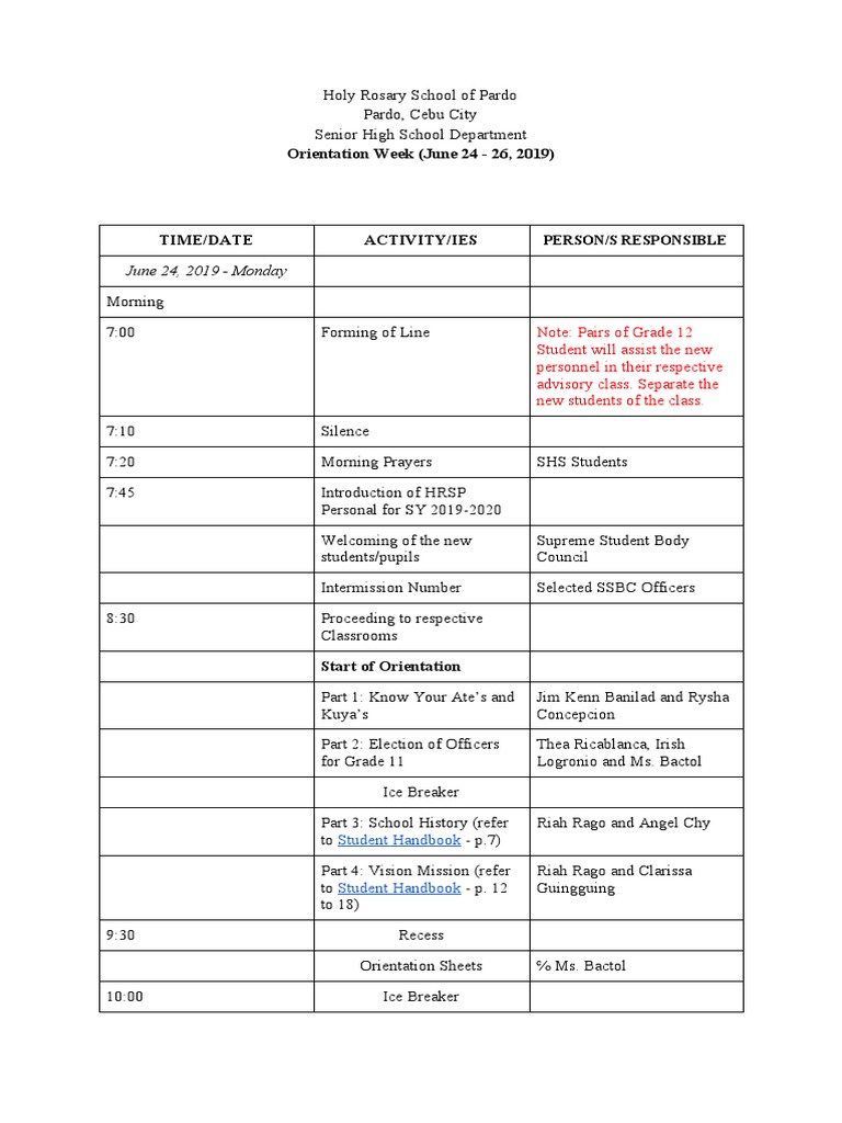 Shs Orientation Pdf Pdf Religious Behaviour And Experience