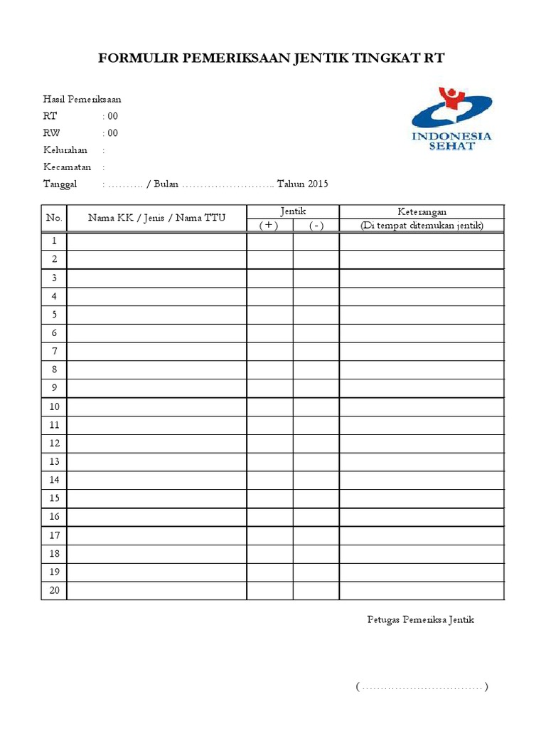 Contoh Formulir Jumantik PDF | PDF