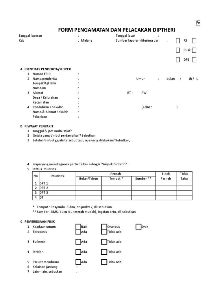 Form PE Difteri | PDF