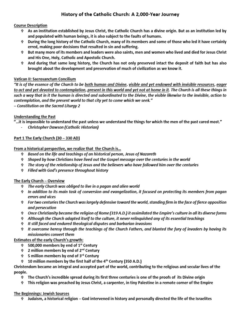 HANDOUT - History of The Catholic Church | PDF | Acts Of The Apostles ...