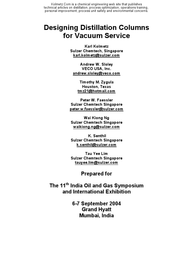 DesigningVacuumtower (VDU) | PDF | Distillation | Cracking (Chemistry)