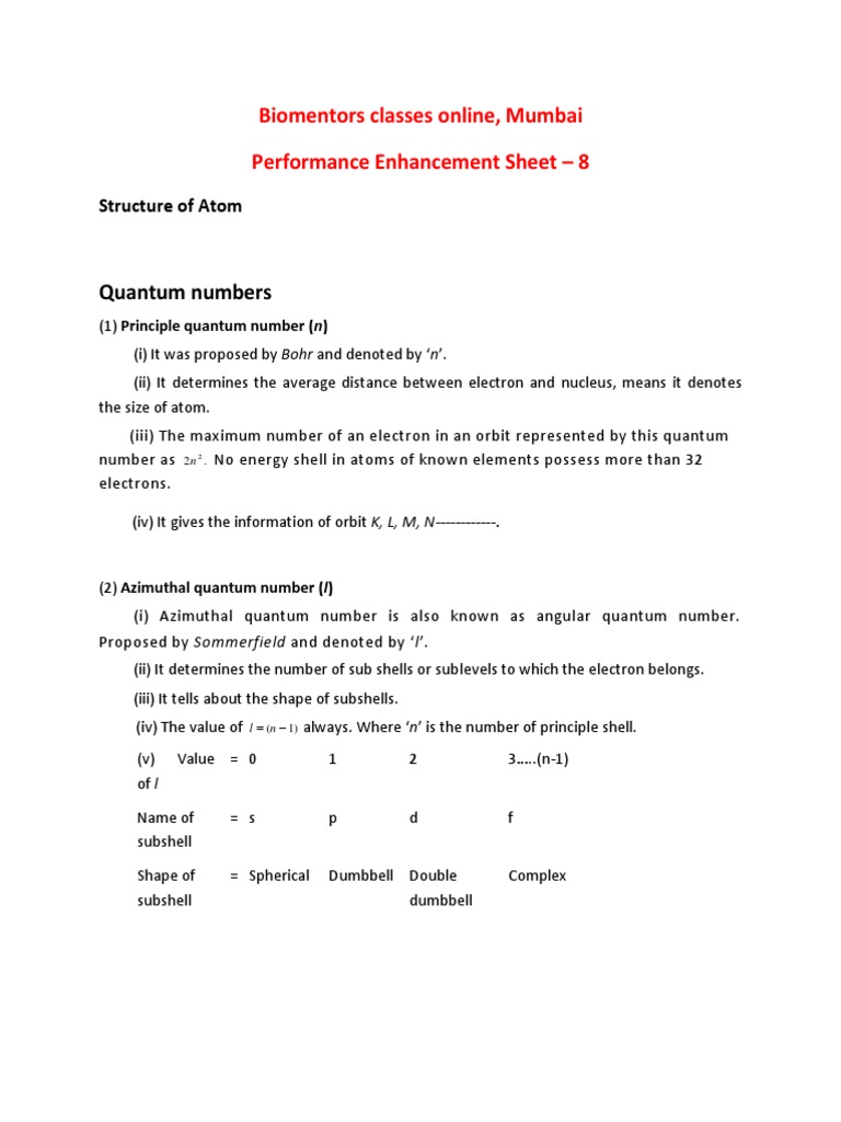 Understanding Quantum Numbers: An In-Depth Explanation of the Structure ...
